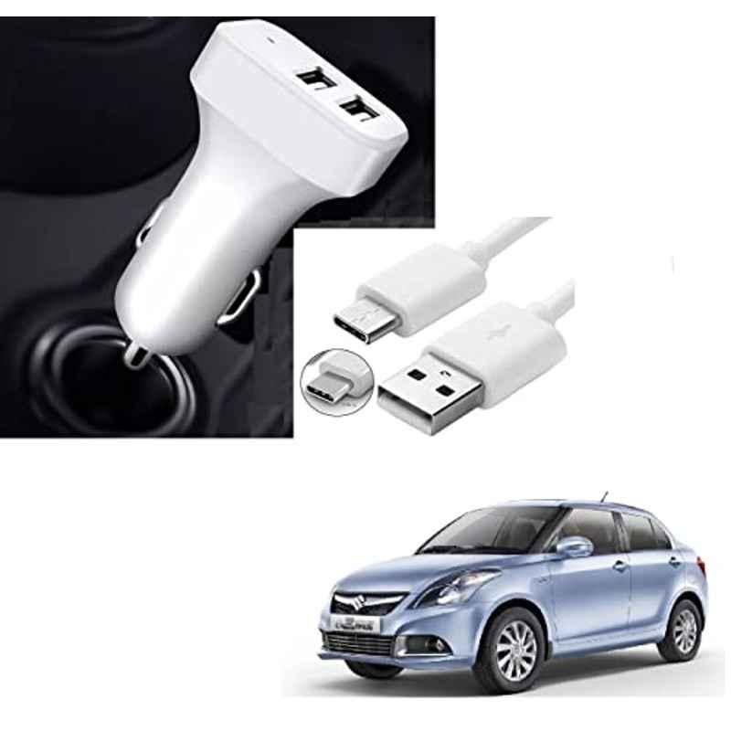 Buy Kozdiko 5.1A 2 USB Fast Car Charger with C Type Cable for Maruti Suzuki Swift Dzire Type 2 2011 2017 Online At Price 255