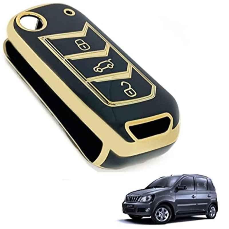 Buy Kozdiko Thermoplastic Polyurethane Black Gold Car Key Cover for Mahindra Quanto Online At Price 300