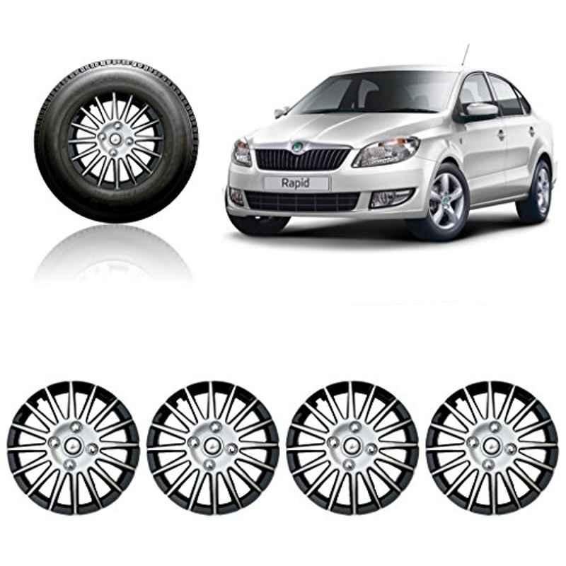 Buy Auto Pearl 4 Pcs 14 inch ABS Silver Black Wheel Cover Set for Skoda Rapid Online At Price 1326