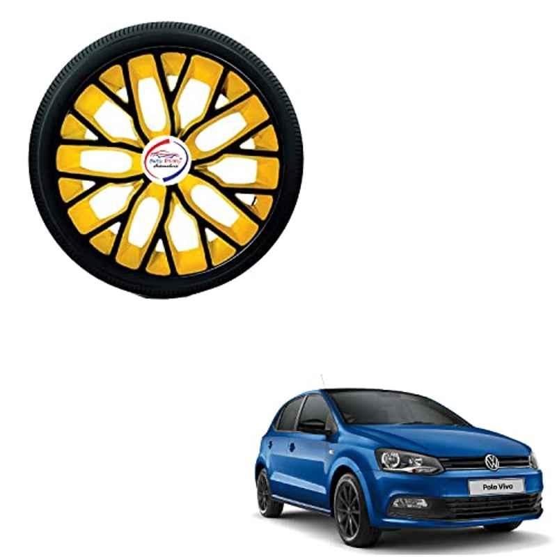 Buy Auto Pearl 4 Pcs 15 inch ABS Black Yellow Hubcap Wheel Cover Set with Retention Ring for Volkswagen Polo Vivo GT Online At Best Price On Moglix