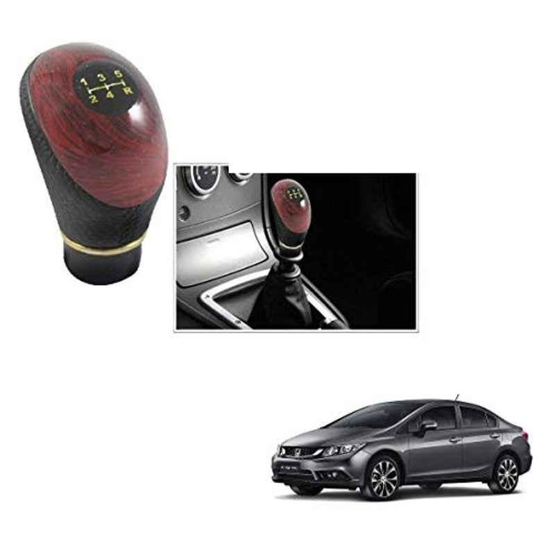 Buy Kozdiko Wooden PU Leather Black Gear Shift Car Knob for Honda Civic Online At Price 348