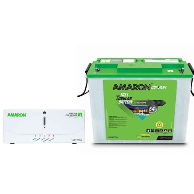Buy Amaron HB1250A 1050VA 12V Hi Back up Pure Sive Wave UPS Current AR200TT54 200Ah White Green Tall Tubular Battery Combo Online At Best Price On Moglix