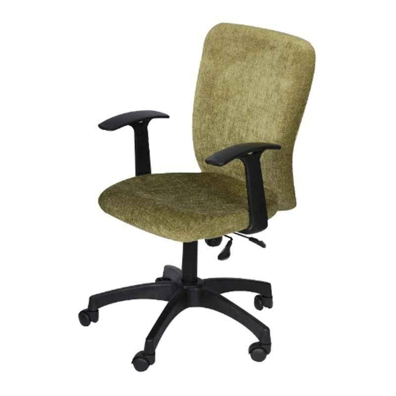 Heikin Fabric Green Medium Back Ergonomic Office Chair for Work from Home Study HE 00079