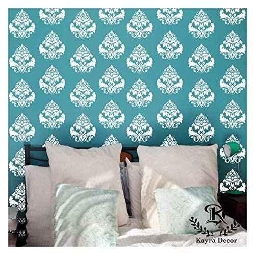 Buy Kayra Decor 16x24 inch PVC Damask Wall Design Stencil, KHS397 ... Buy Kayra Decor 16x24 inch PVC Damask Wall Design Stencil, KHS397 ...